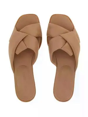 FERRAGAMO Calf Leather Knot Detail Slides