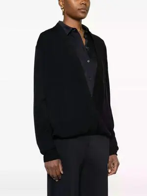 Dorothee Schumacher Navy Fine Knit Plunging V-neck Sweater