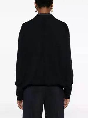 Dorothee Schumacher Navy Fine Knit Plunging V-neck Sweater