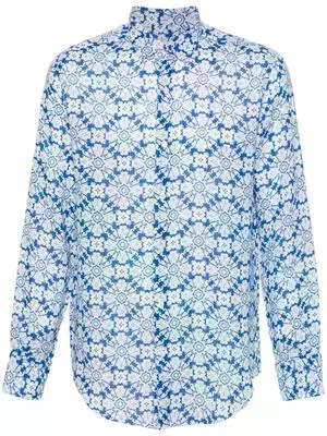 PENINSULA SWIMWEAR Floral-print Linen Shirt - Blue