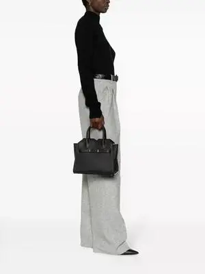 VALEXTRA Mini Milano Leather Tote Bag - Black