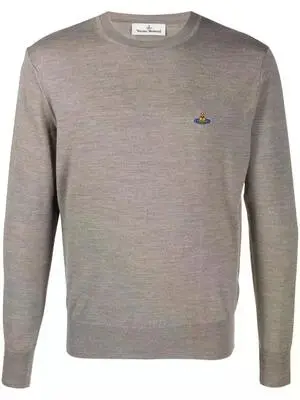 VIVIENNE WESTWOOD Orb Embroidered Virgin Wool Jumper - Neutrals