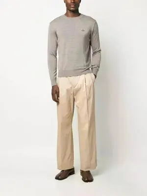 VIVIENNE WESTWOOD Orb Embroidered Virgin Wool Jumper - Neutrals