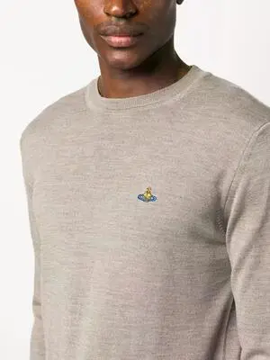 VIVIENNE WESTWOOD Orb Embroidered Virgin Wool Jumper - Neutrals