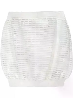 GENNY Lurex Detailed Striped Skirt - White