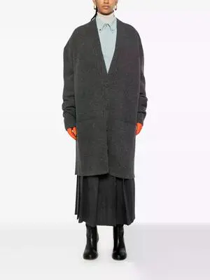 JIL SANDER Dark Virgin Wool-cashmere Blend Drop Shoulder Cardigan