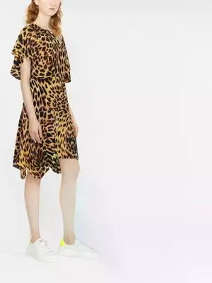 Stella McCartney Leopard-print Silk Flounce Dress - Brown