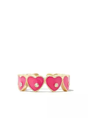 Yvonne Léon 9kt Yellow Enamel And Diamond Heart Ring