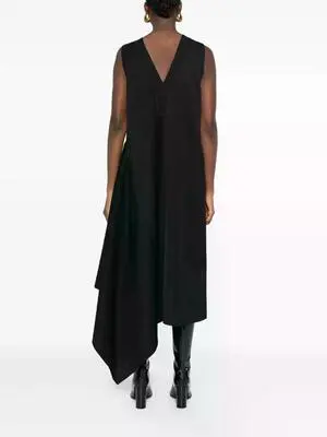 UMA WANG Sleeveless Asymmetrical Draped Dress - Black