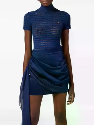 Elisabetta Franchi Ribbed Open-knit High Neck Bodysuit