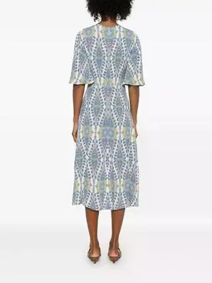 Etro Printed Midi Dress With Gathered Detailing