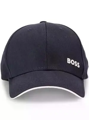 BOSS Logo Print Cotton Baseball Cap - Blue