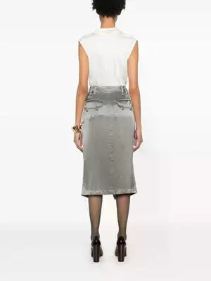 Saint Laurent Silk Satin Midi Skirt