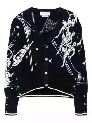 Thom Browne V-neck Cardigan With Graphic Print