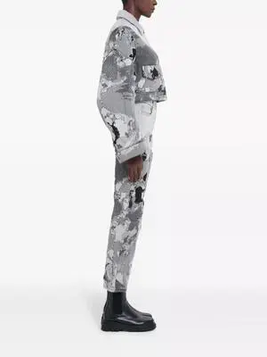Ports 1961 Abstract Pattern Cropped Denim Jacket
