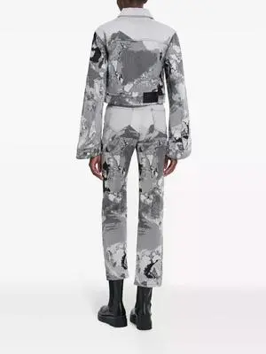 Ports 1961 Abstract Pattern Cropped Denim Jacket