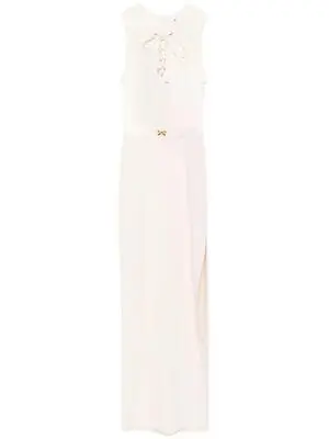 Elisabetta Franchi Lace-up Detail Maxi Dress - Neutrals