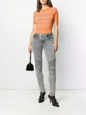 Philipp Plein Acid Wash Skinny Jeggings - Black