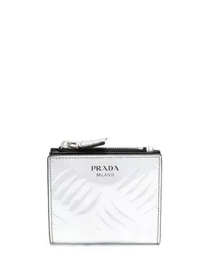 Prada Logo-print Leather Wallet - Silver