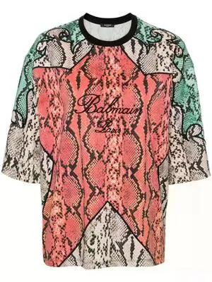 Balmain Python Print Organic Cotton T-shirt