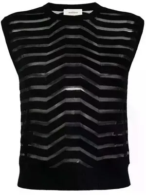 ONEFIFTEEN Striped Knitted Vest - Black
