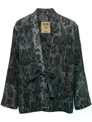 UMA WANG Jacquard Shawl Lapel Jacket - Blue