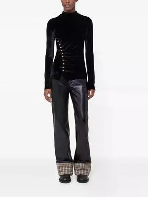 Rabanne Draped Velvet High Neck Top