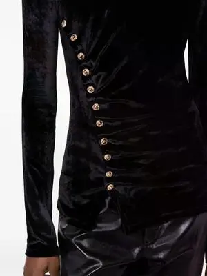 Rabanne Draped Velvet High Neck Top