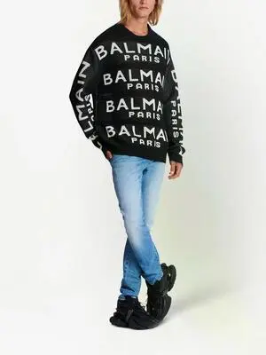 Balmain Logo Intarsia Knitted Jumper