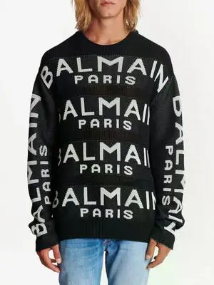 Balmain Logo Intarsia Knitted Jumper