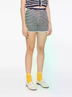 Palm Angels Striped Knit Shorts With Sequin Embellishment