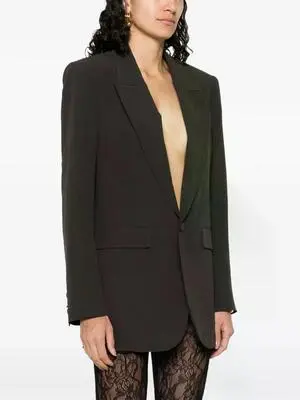 Saint Laurent Silk Single-breasted Blazer - Green