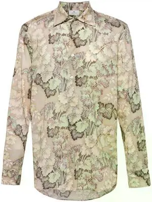Etro Floral-print Cotton Shirt - Neutrals
