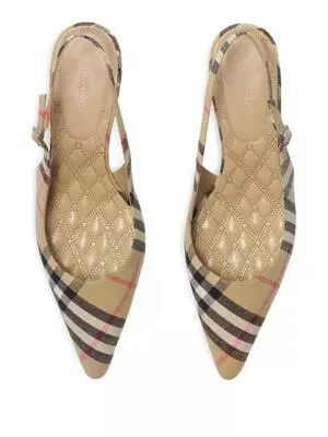 Burberry Checked Slingback Kitten Heel Pumps