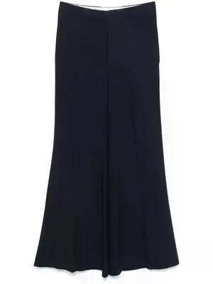 Victoria Beckham Wide-leg Trousers In Virgin Wool Blend - Blue