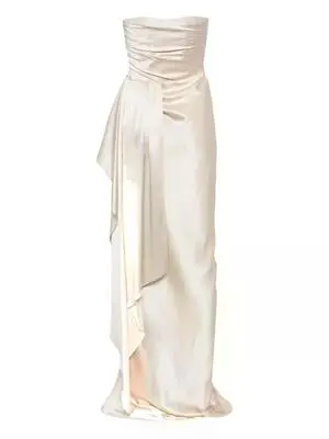 Michelle Mason Strapless Gathered Silk Gown
