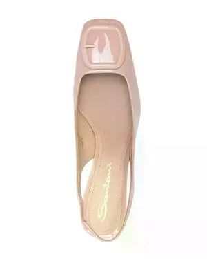Santoni Patent Leather Slingback Pumps With Decorative Buckle