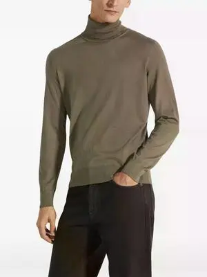 Zegna Cashmere-silk Blend Roll Neck Jumper - Green
