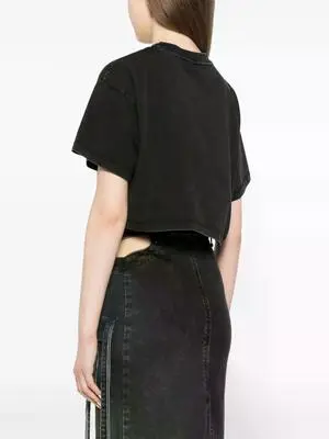 GROUND ZERO Cropped T-shirt With Logo Print