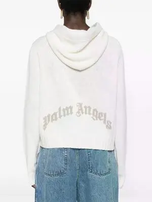 Palm Angels Curved Logo Knitted Hoodie