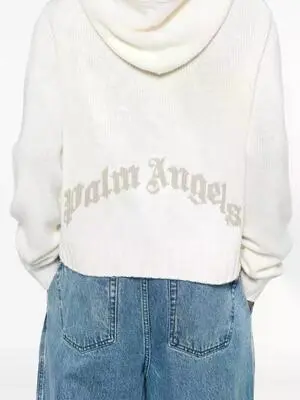 Palm Angels Curved Logo Knitted Hoodie