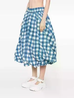 STORY MFG. Gingham Check Puffball Hem Skirt