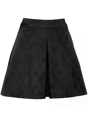 MACGRAW Logo Print Pleated Skirt - Black