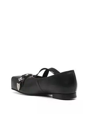 Toga Leather Metallic Detail Ballet Flats