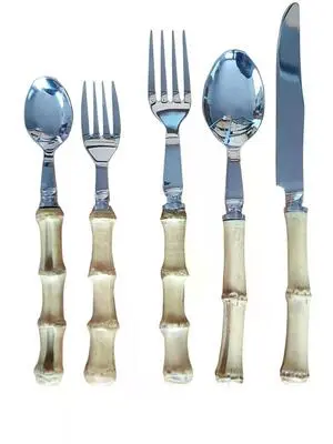 LES-OTTOMANS Bamboo Ceramic Five-piece Cutlery Set