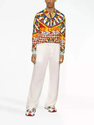 Dolce & Gabbana Geometric Print Silk Jumper - Blue