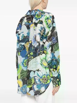 Johnny Was Jenn Floral Print Ramie Shirt