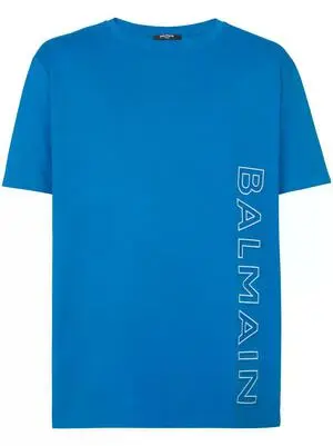 Balmain Logo-print Short-sleeved Cotton T-shirt - Blue