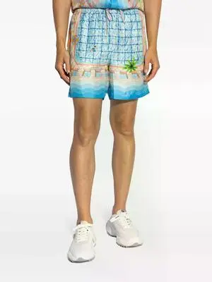 Casablanca Le Plongeon Silk Shorts - Blue