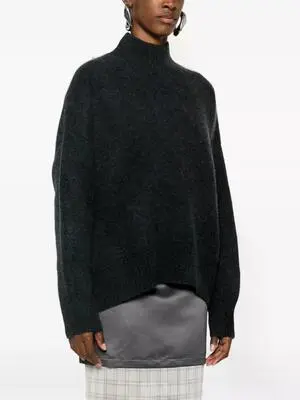 Le Kasha Drop Shoulder High Neck Sweater - Grey